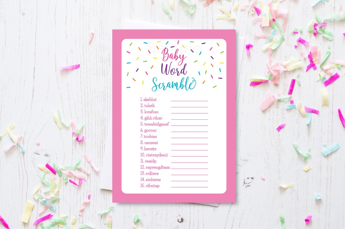 Pink Baby Sprinkle Word Scramble Game Baby Girl Sprinkle Baby | Etsy