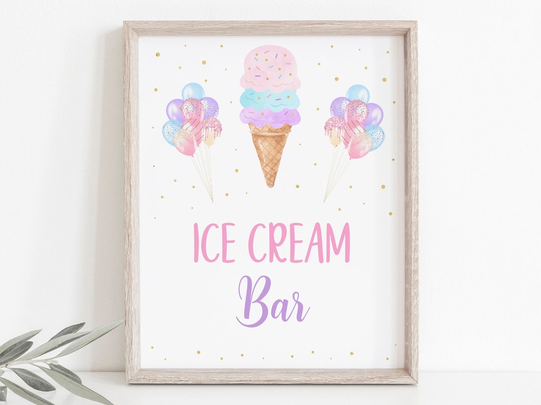 Ice Cream Bar Birthday Sign Ice Cream Birthday Rainbow Ice - Etsy