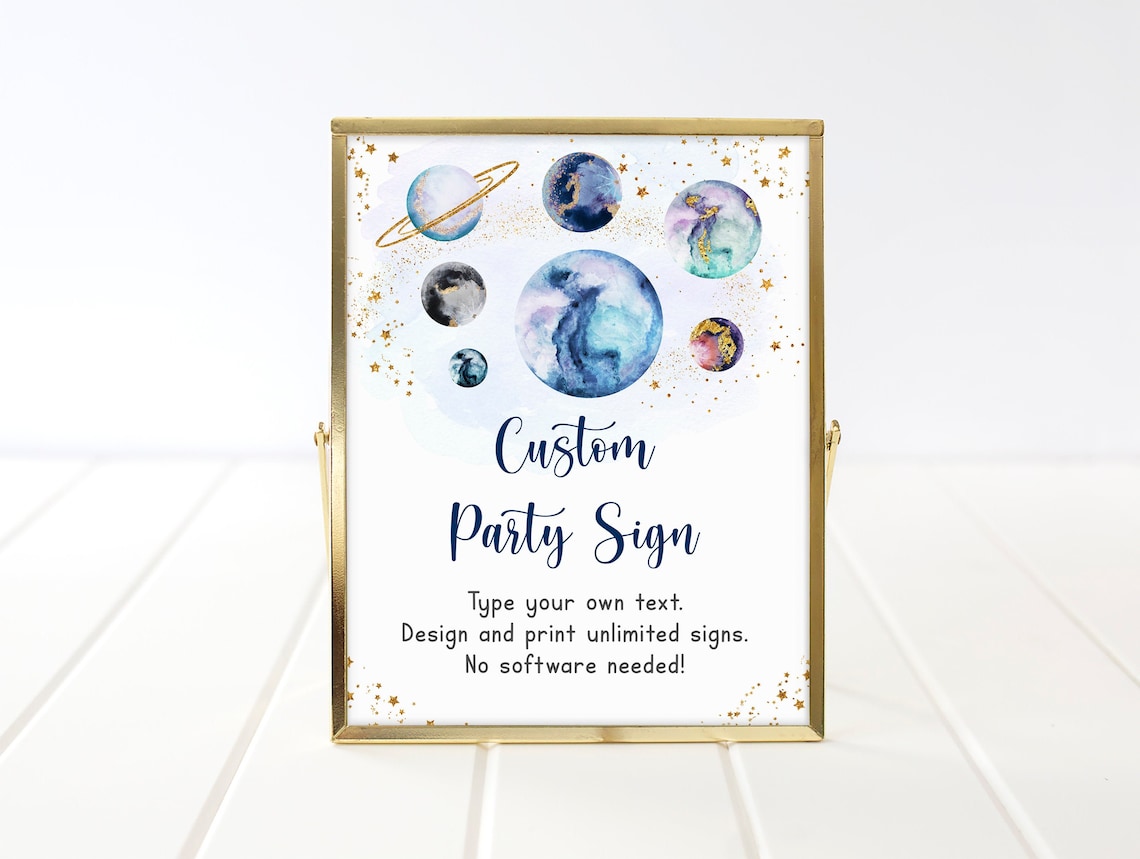 Editable Space Birthday Party Sign Galaxy Planets Outer Space - Etsy