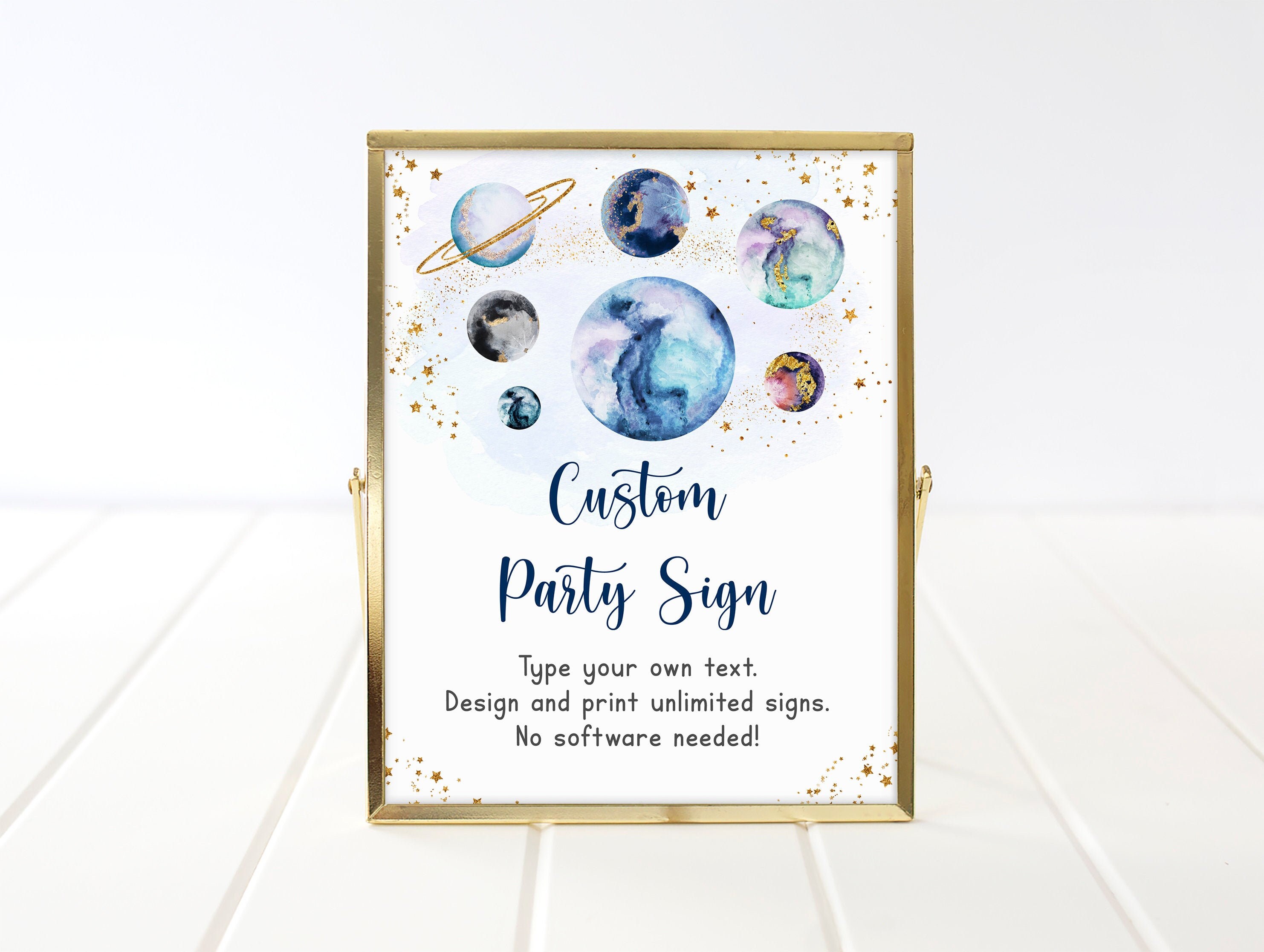Editable Space Birthday Party Sign Galaxy Planets Outer Space | Etsy