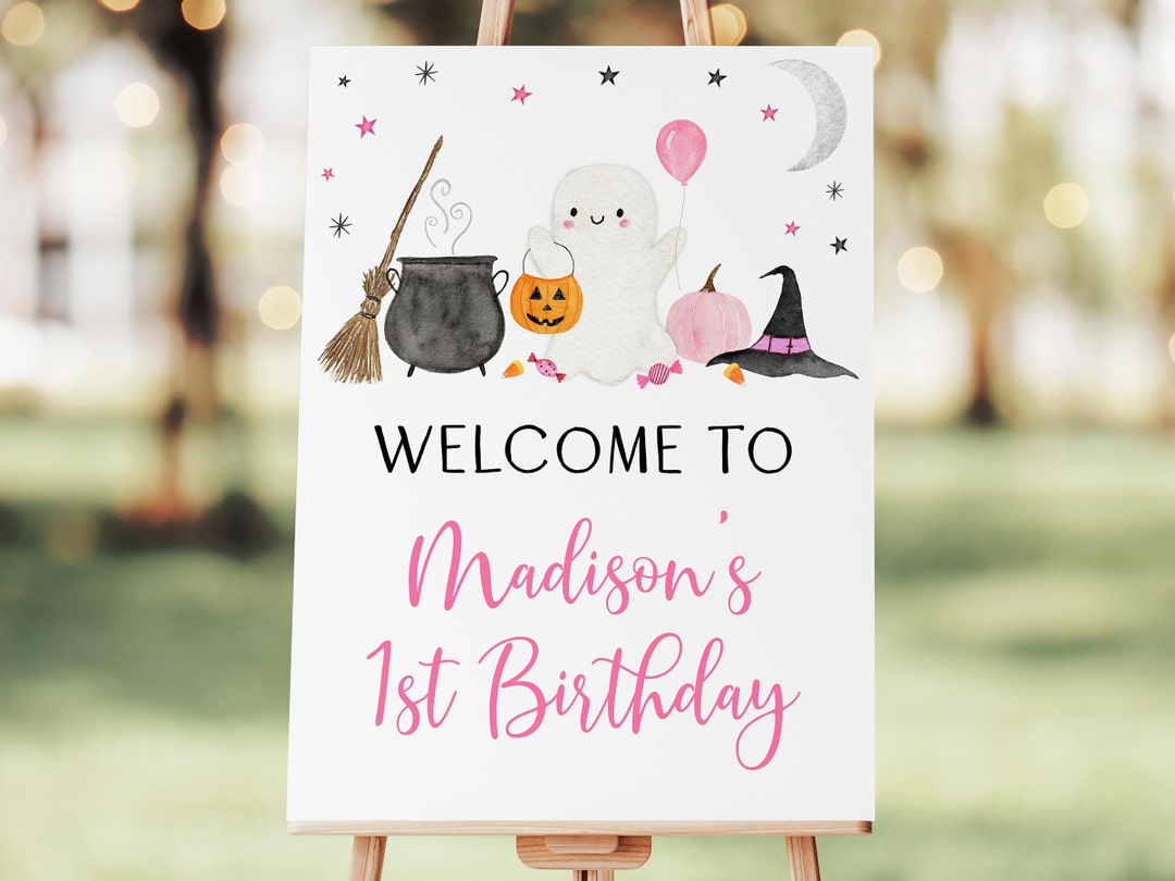 Editable Ghost Birthday Welcome Sign Halloween Birthday Sign Halloween ...