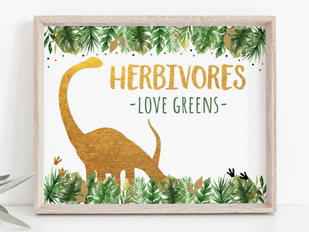 Herbivores Dinosaur Birthday Sign, Dinosaur Birthday, Gold Dinosaur ...