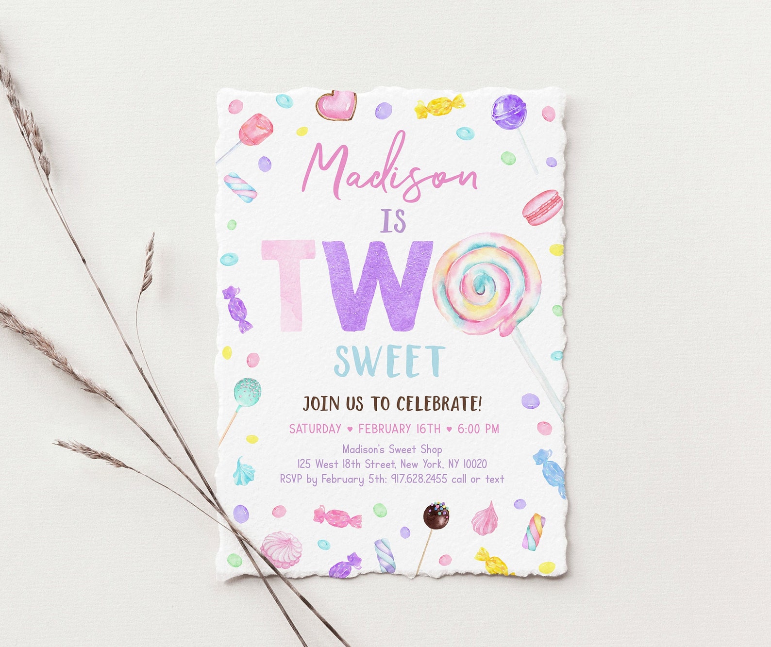 Editable TWO Sweet Birthday Invitation Two Sweet Birthday | Etsy