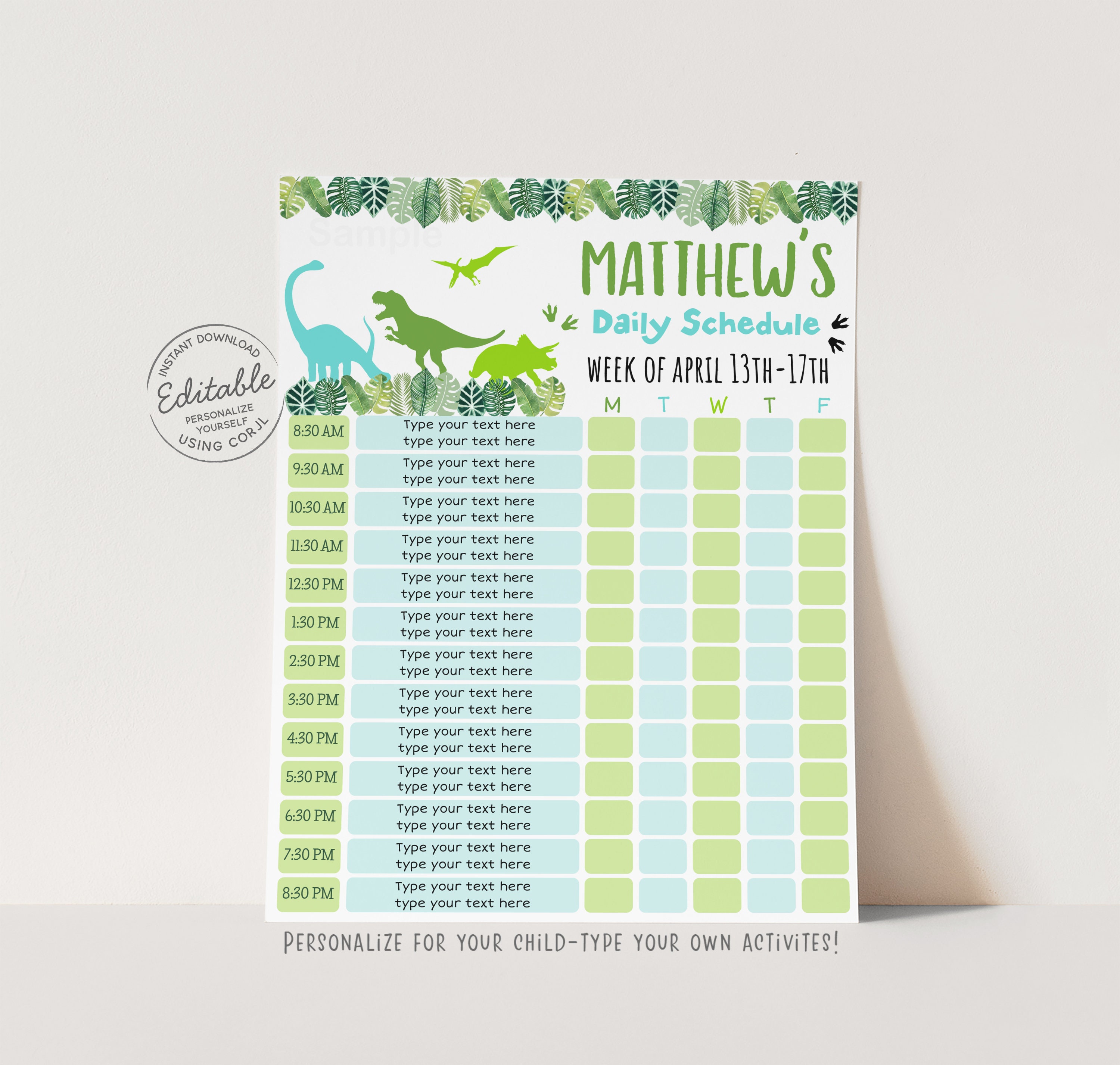 EDITABLE Home School Schedule Dinosaur Boys Daily Routine | Etsy Canada