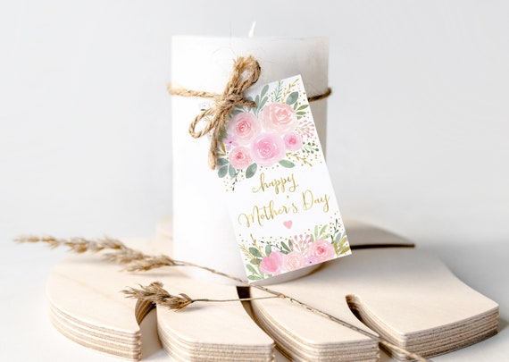 Floral Happy Mother's Day Tag Favor Tag Mothers Day Gift Tag Blush Gold ...