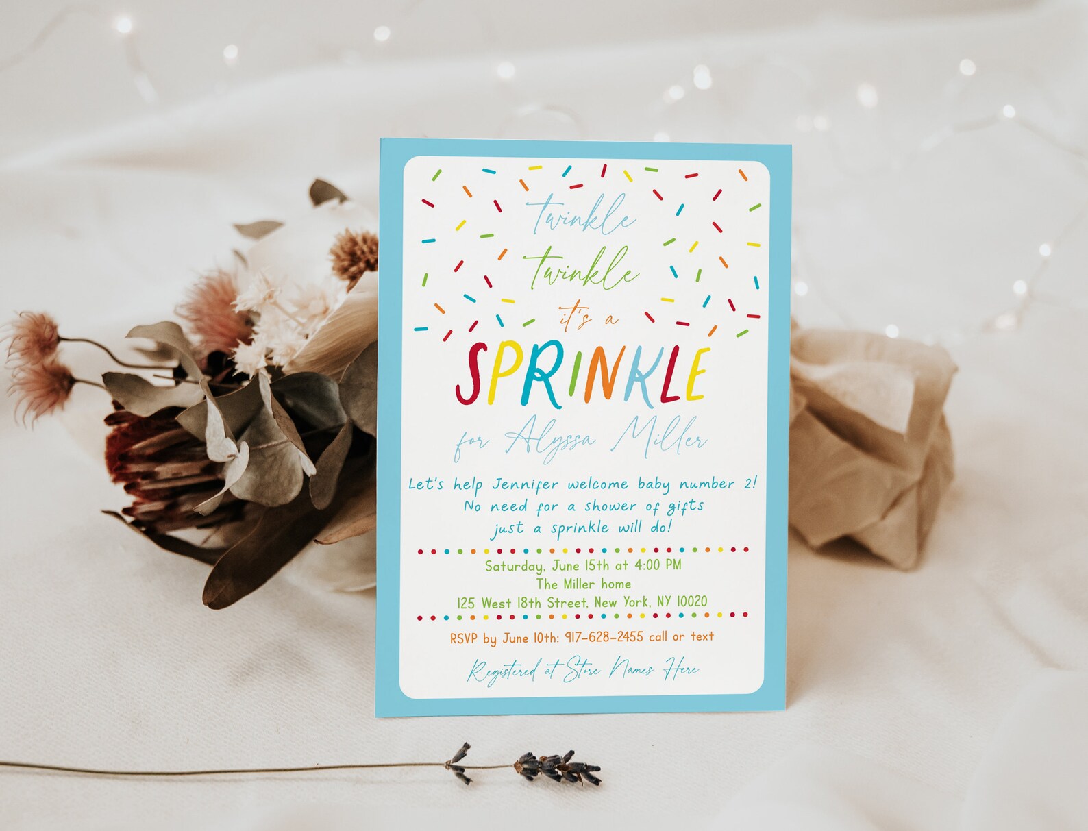 Editable Blue Baby Sprinkle Invitation Twinkle Sprinkle Baby - Etsy