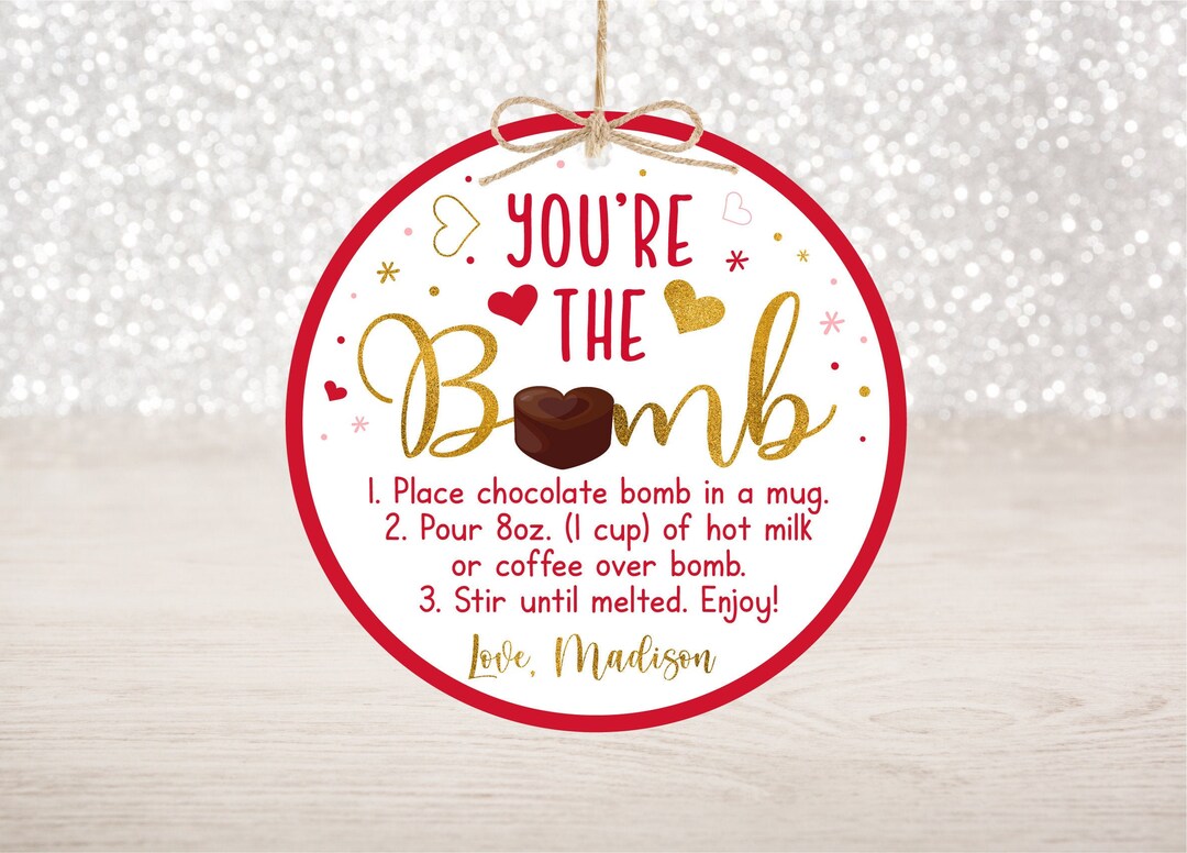 Editable Hot Chocolate Bomb Tags Hot Cocoa Bomb Instructions Valentine ...