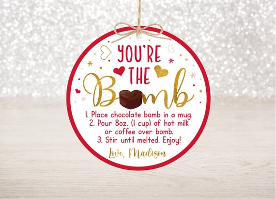 Editable Hot Chocolate Bomb Tags Hot Cocoa Bomb Instructions Valentine ...