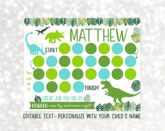 Editable Dinosaur Reward Chart, Dinosaur Sticker Chart, Boy Potty ...