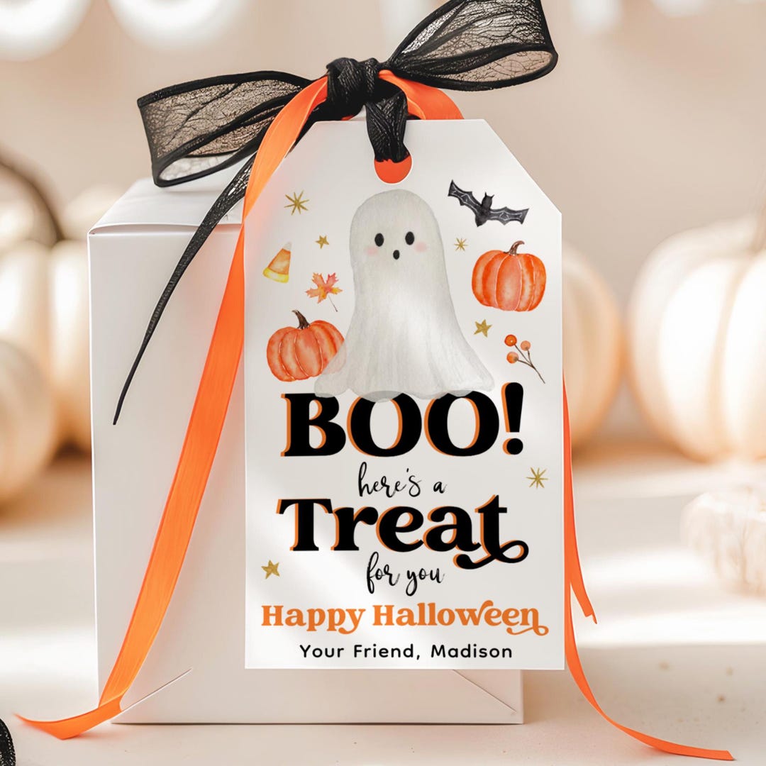 Editable Halloween Favor Tags Boo Ghost Halloween Treat Tags Trick or ...