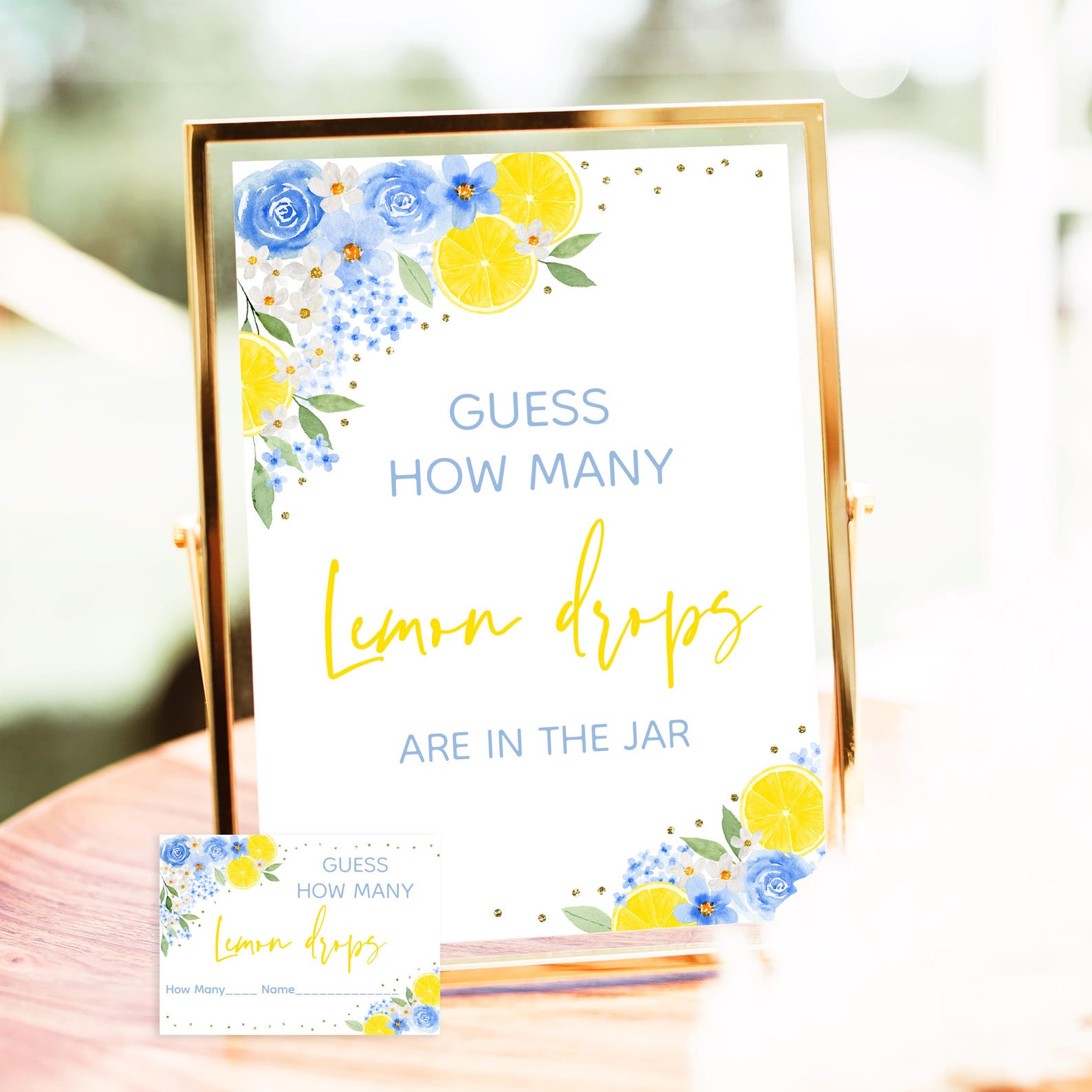 Blue Floral Lemon Guess How Many Lemon Drops Game, She Found Her Main ...