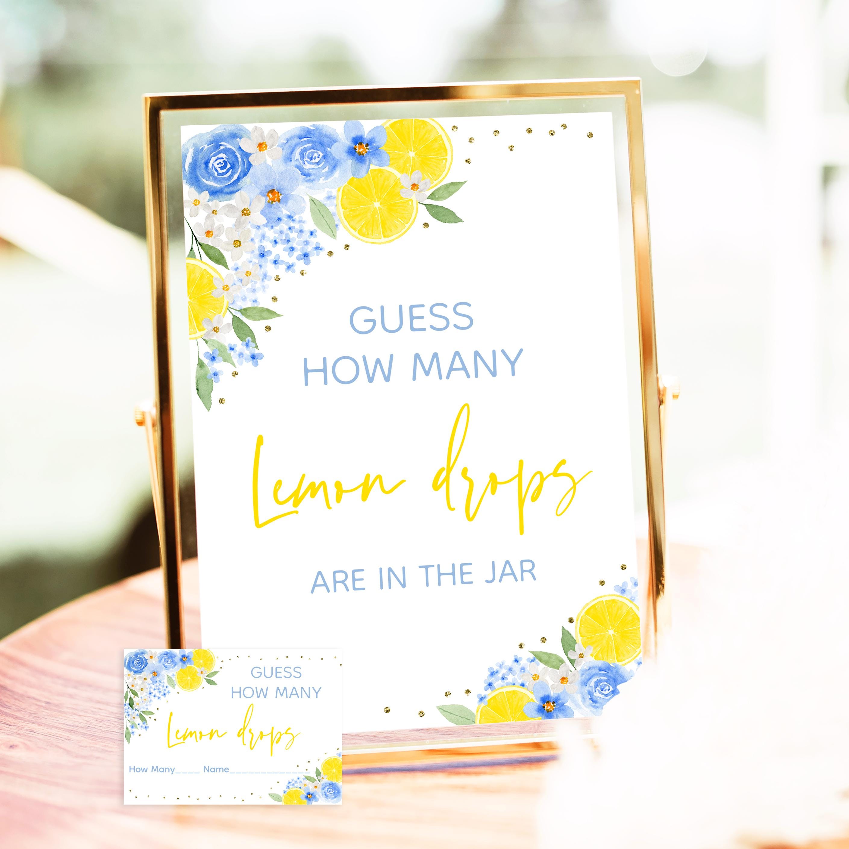 Blue Floral Lemon Guess How Many Lemon Drops Game, She Found Her Main ...