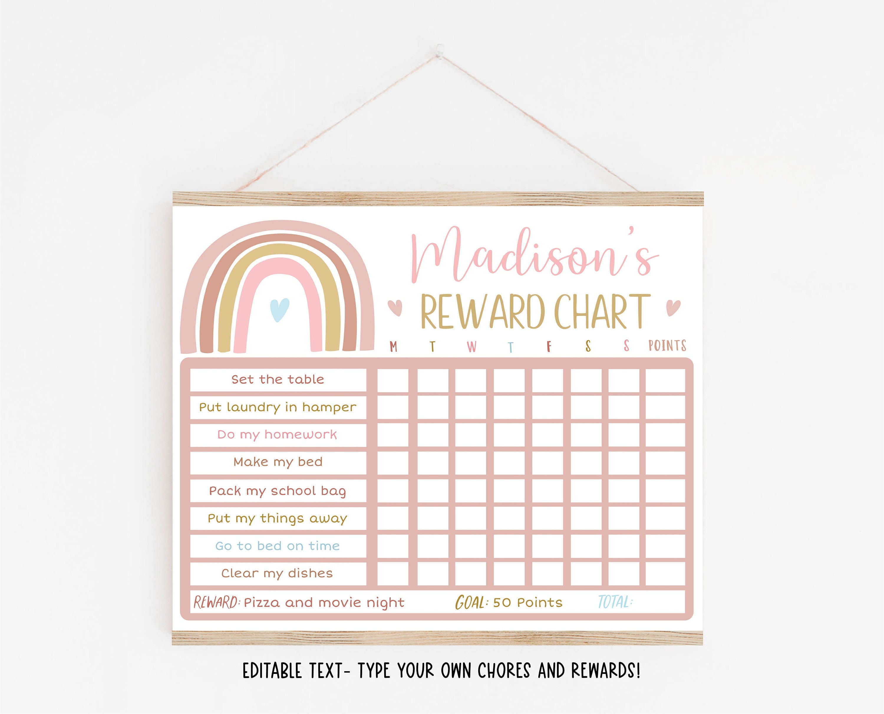 Editable Boho Rainbow Reward Chart Rainbow Behavior Chart - Etsy Singapore