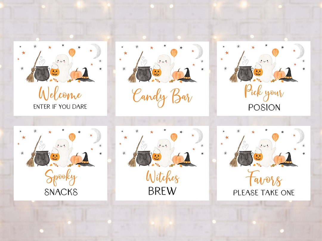 Editable Ghost Birthday Signs Table Signs Set of 6 Boo Turning Two ...