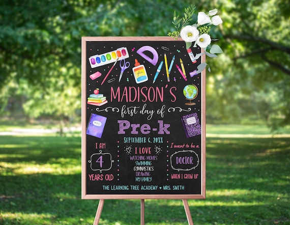 Editable First Day of Pre-K Sign First Day of Pre-Kindergarten ...