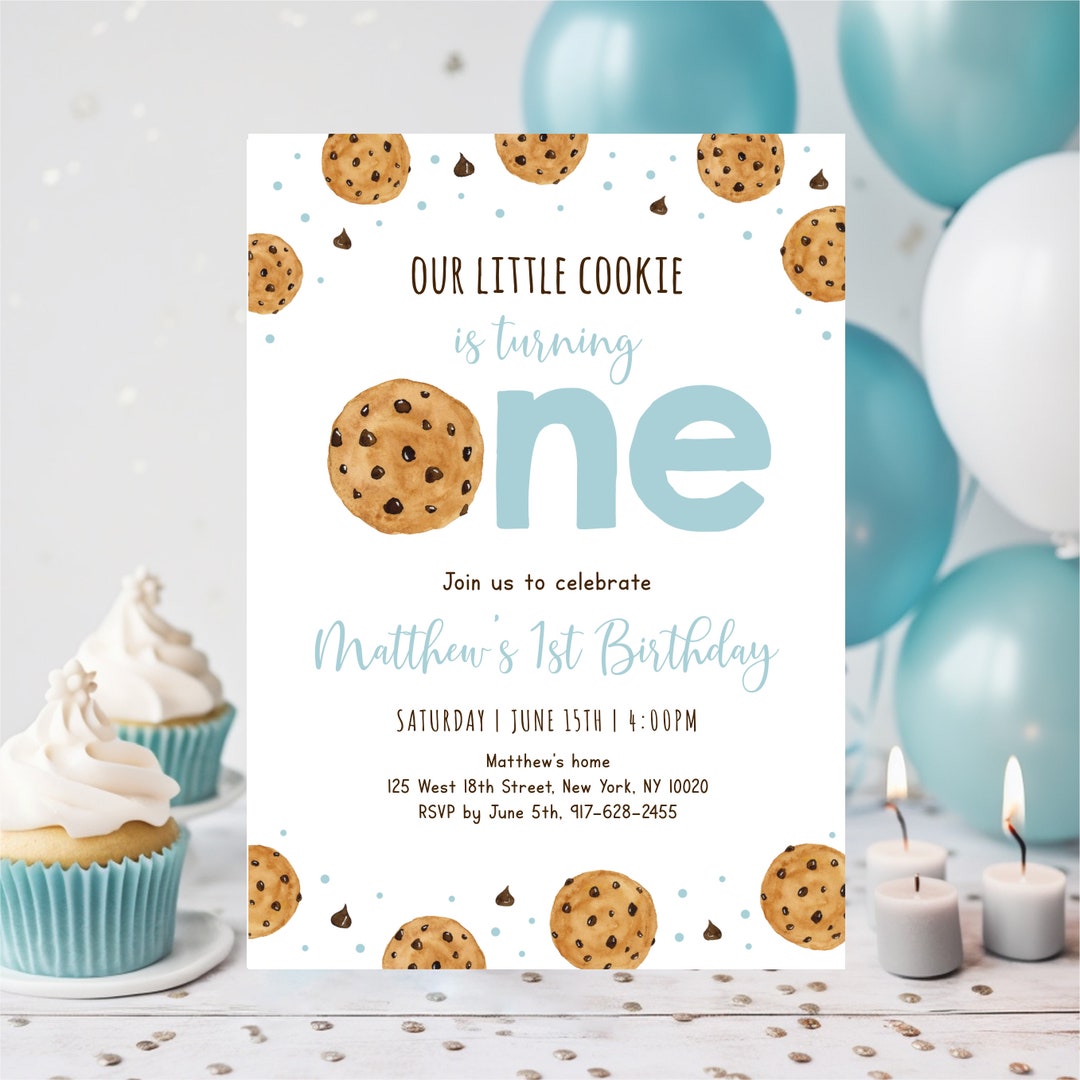 Editable Little Cookie First Birthday Invitation, Cookie Turning One ...