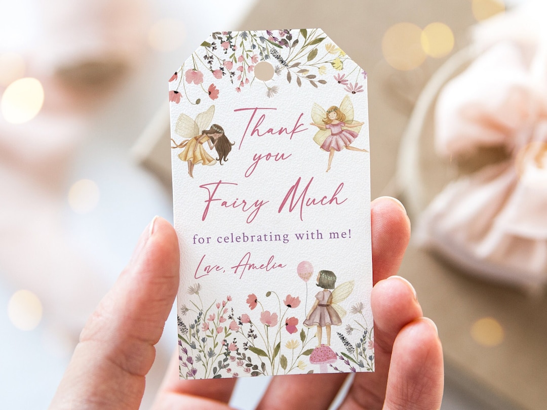 Editable Fairy Birthday Thank You Tag Favor Tag Fairy Garden Birthday ...