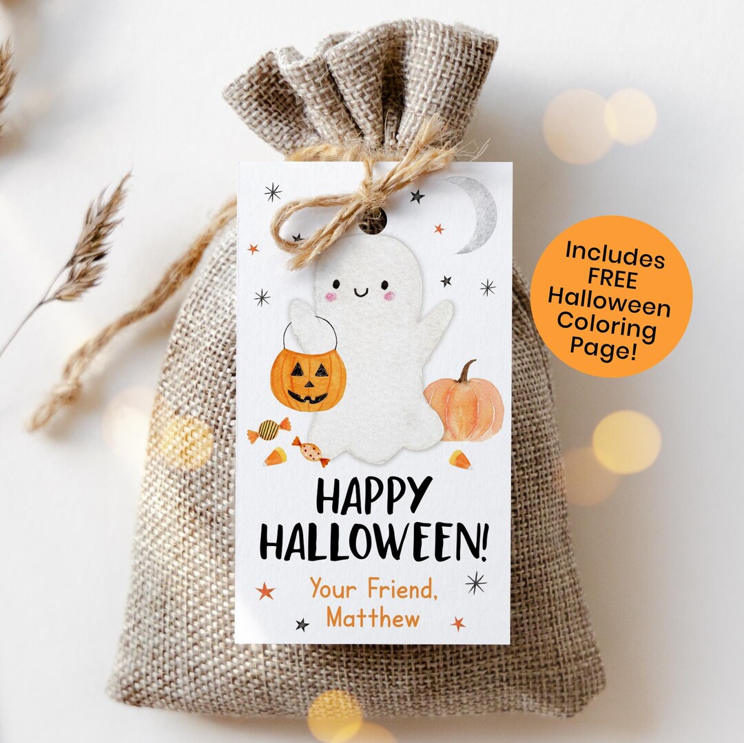 Editable Happy Halloween Favor Tags Boo Ghost Halloween Treat Tags ...