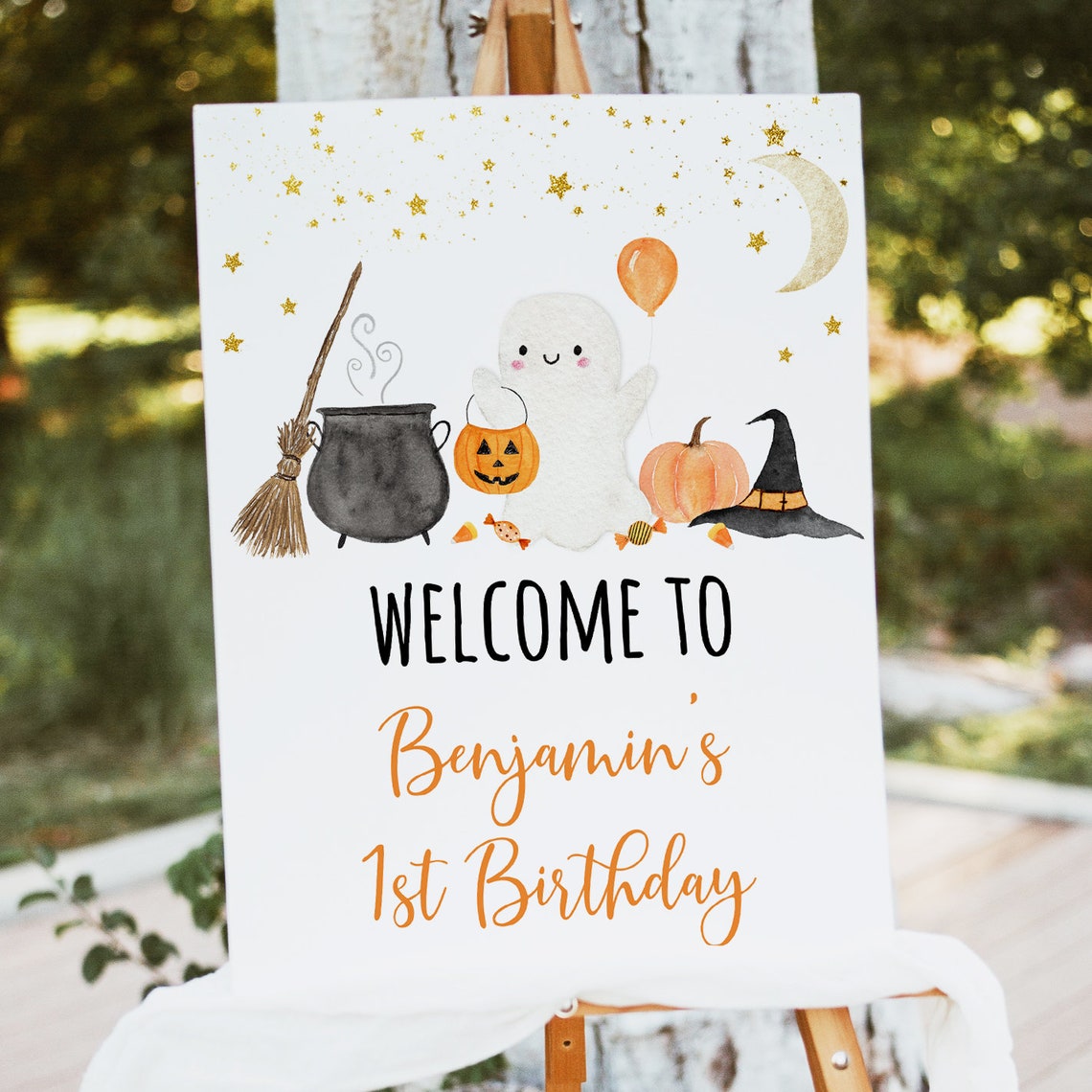 Editable Ghost Birthday Welcome Sign Boo-day Halloween Sign Halloween ...