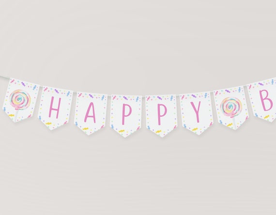 Editable Sweet Shop Banner Birthday Banner Candy Birthday Lollipop ...