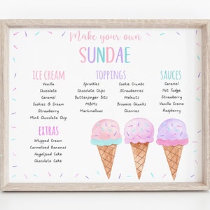Editable Make Your Own Sundae Party Sign Ice Cream Birthday - Etsy