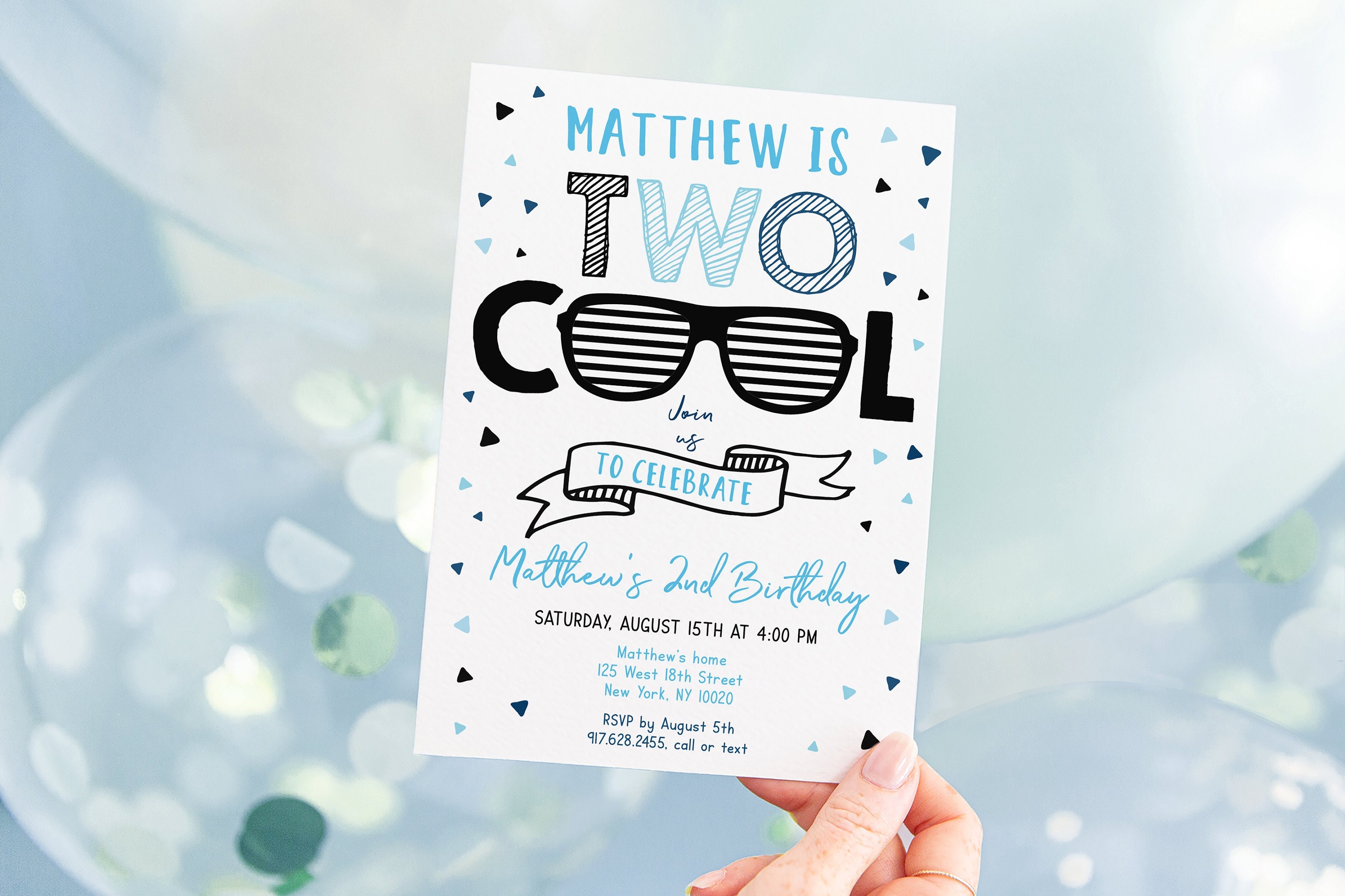 Editable Two Cool Birthday Invitation Two Cool Party - Etsy UK