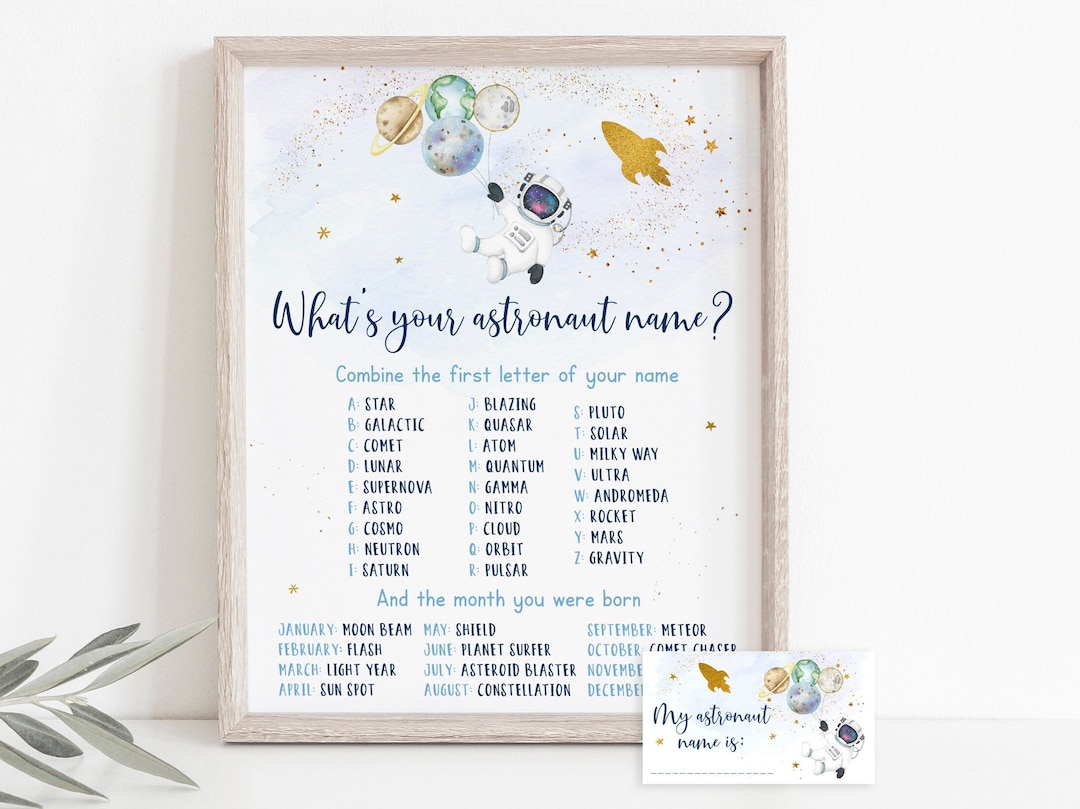 What's Your Astronaut Name Game Space Birthday Astronaut Birthday ...