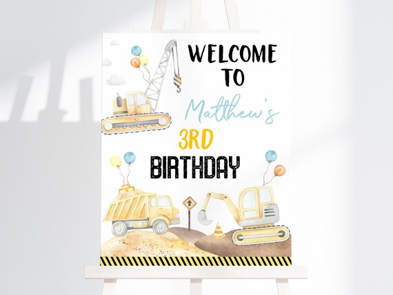 Editable Construction Birthday Welcome Sign Construction | Etsy