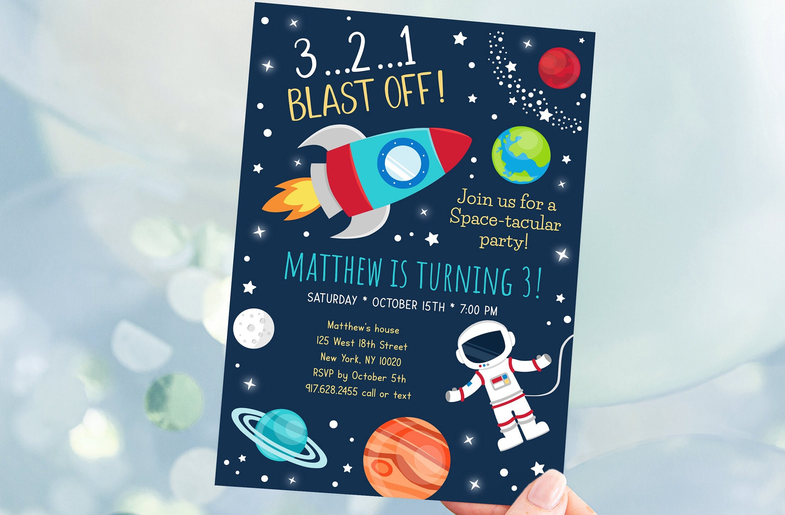 Astronaut Party Invitation Wording Outer Space Birthday Invitation