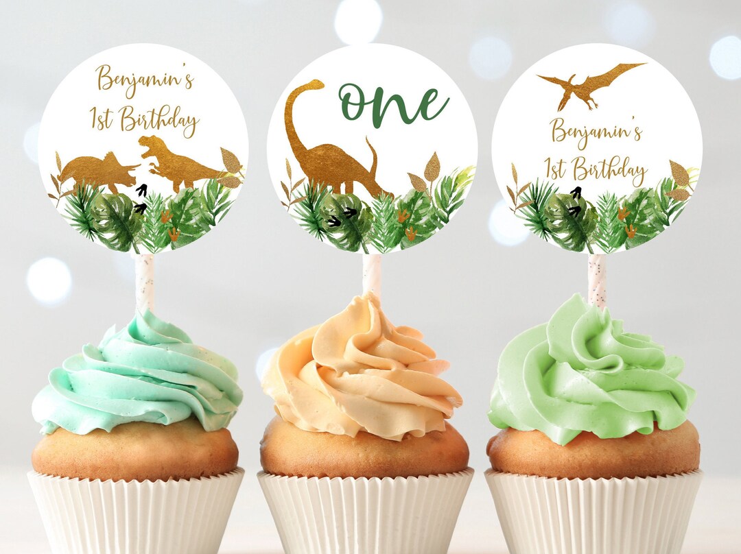 Editable Dinosaur Cupcake Topper, Dinosaur Baby Shower, Dinosaur ...