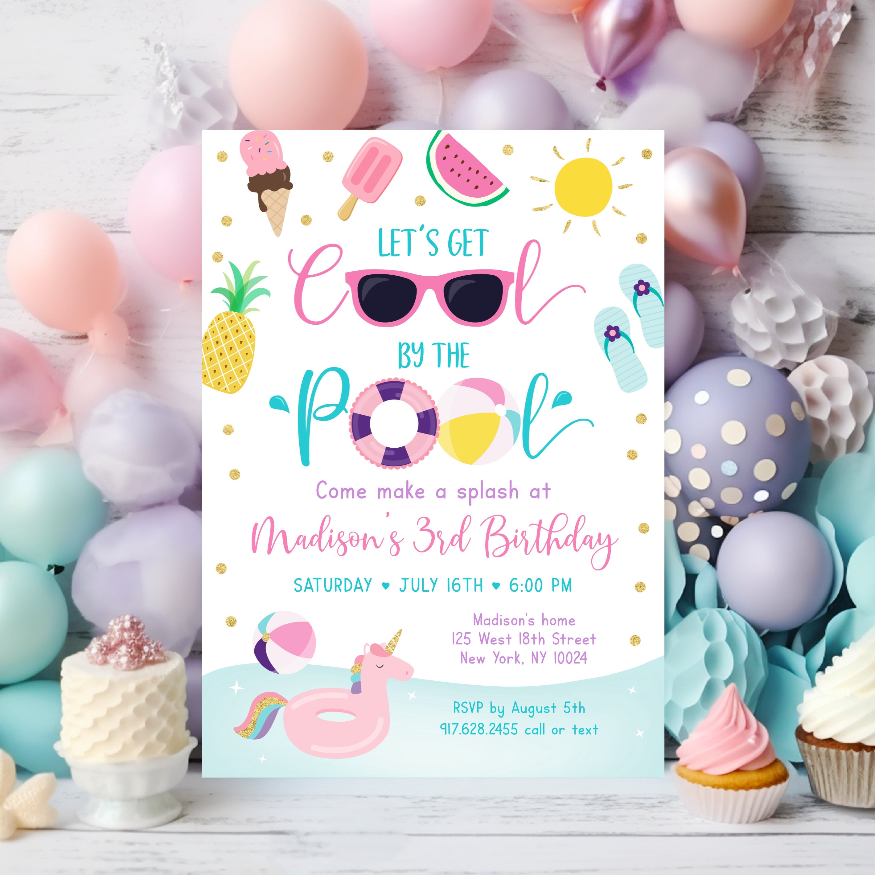 Pool party invitations store