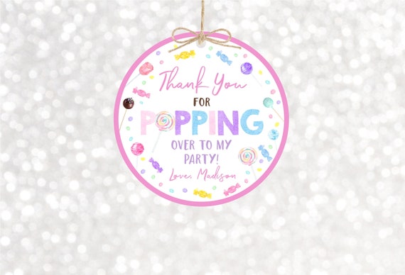 Editable Lollipop Birthday Favor Tag Thank You Tag Sweet Shop | Etsy