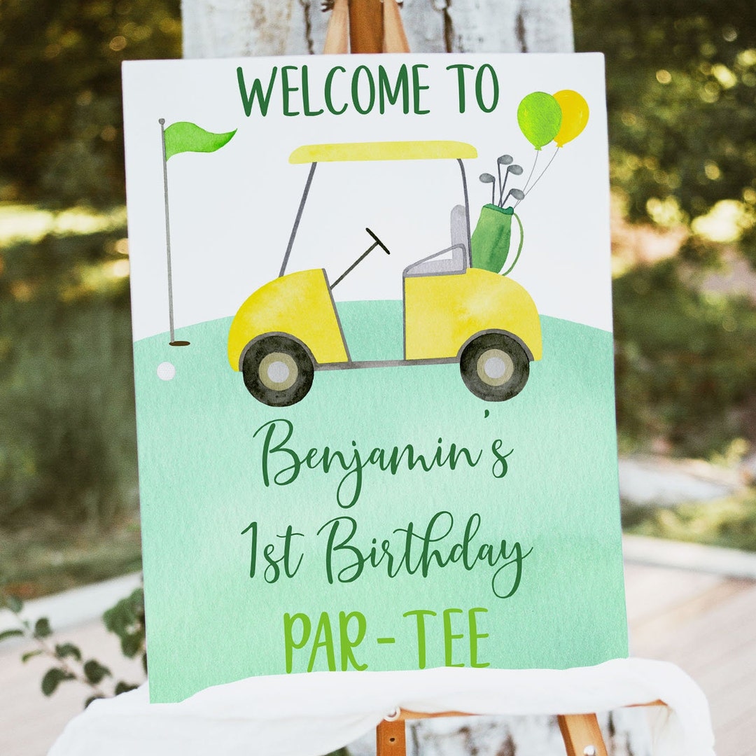 Editable Golf Birthday Welcome Sign Hole in One Birthday Golf First ...