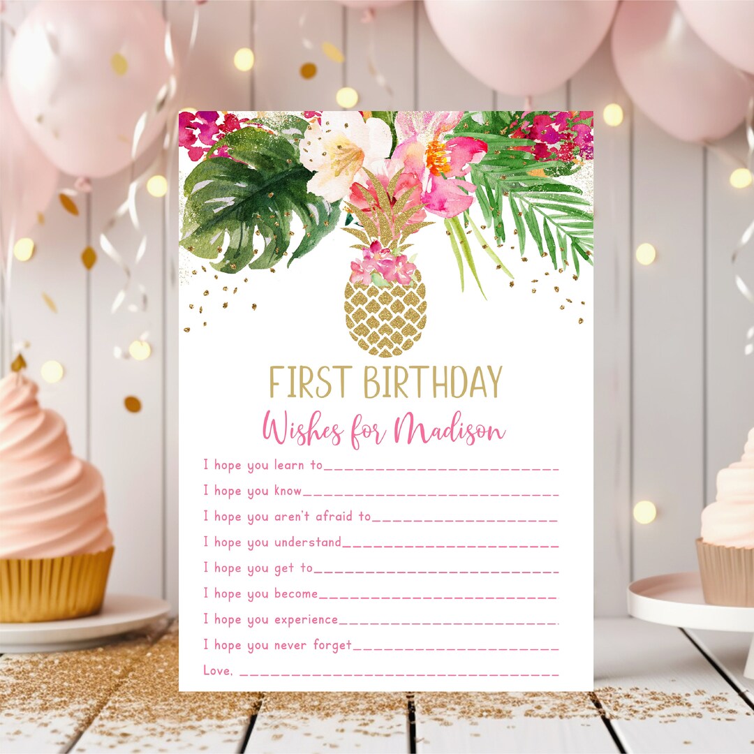 Editable Pineapple First Birthday Wishes Sweet as A Pineapple Birthday ...