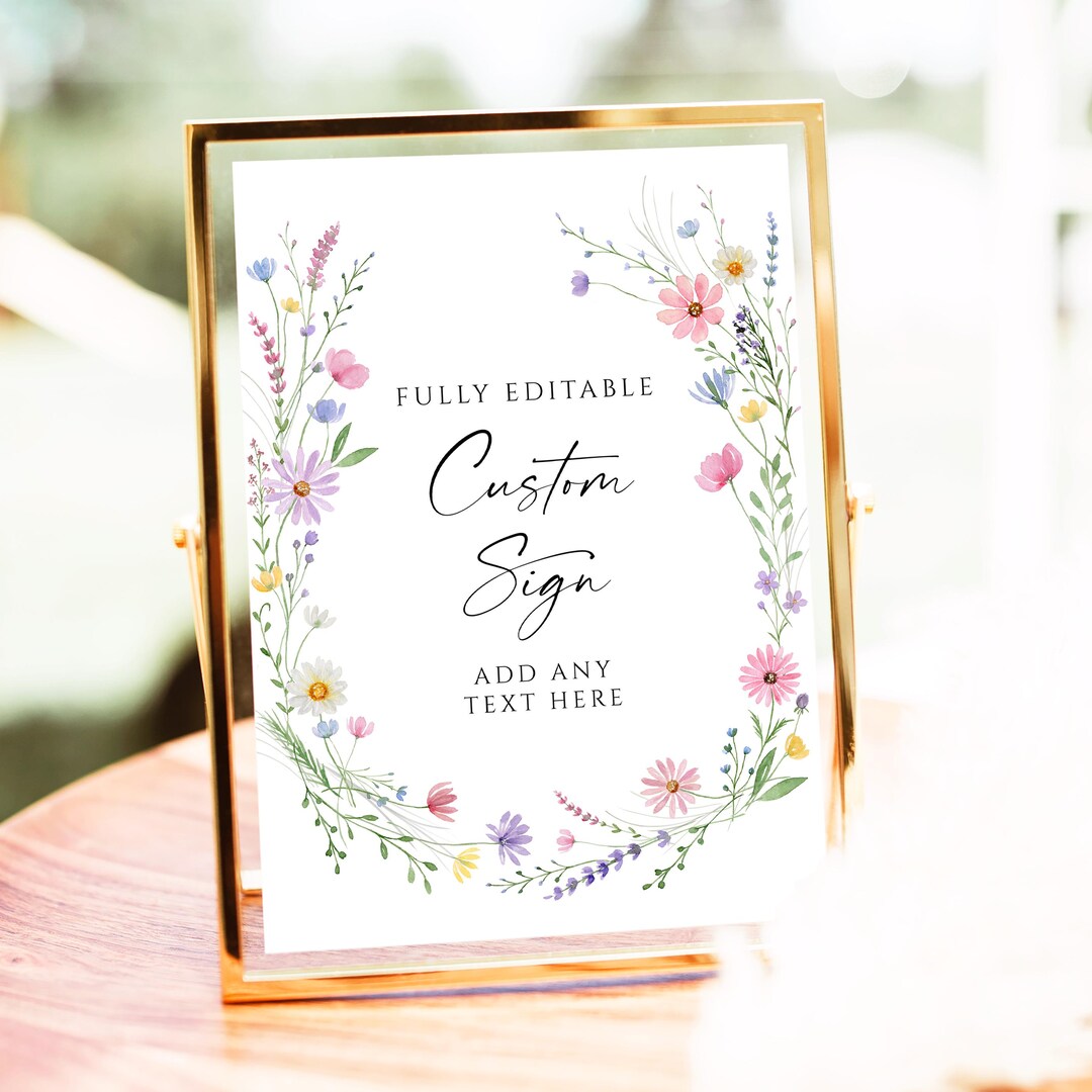 Editable Wildflower Meadow Wedding Sign, Digital Template A797 - Etsy