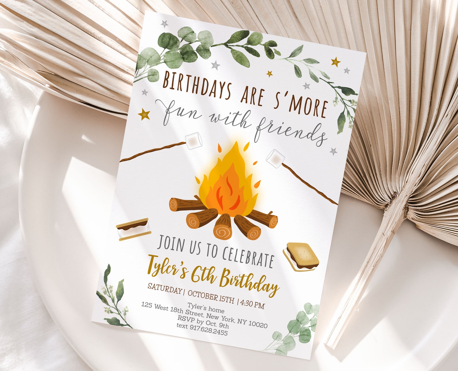 EDITABLE S'mores Birthday Invitation Camping Campfire - Etsy