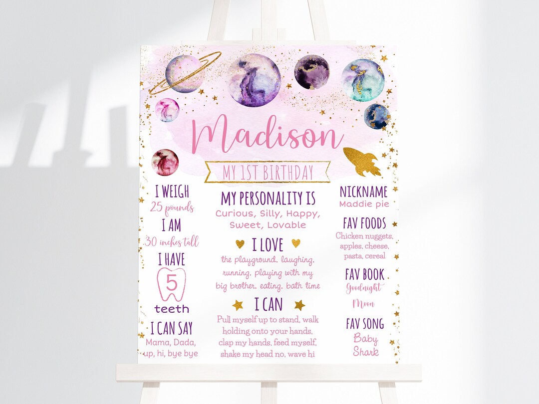 Editable Space Birthday Milestone Poster 1st Birthday - Etsy