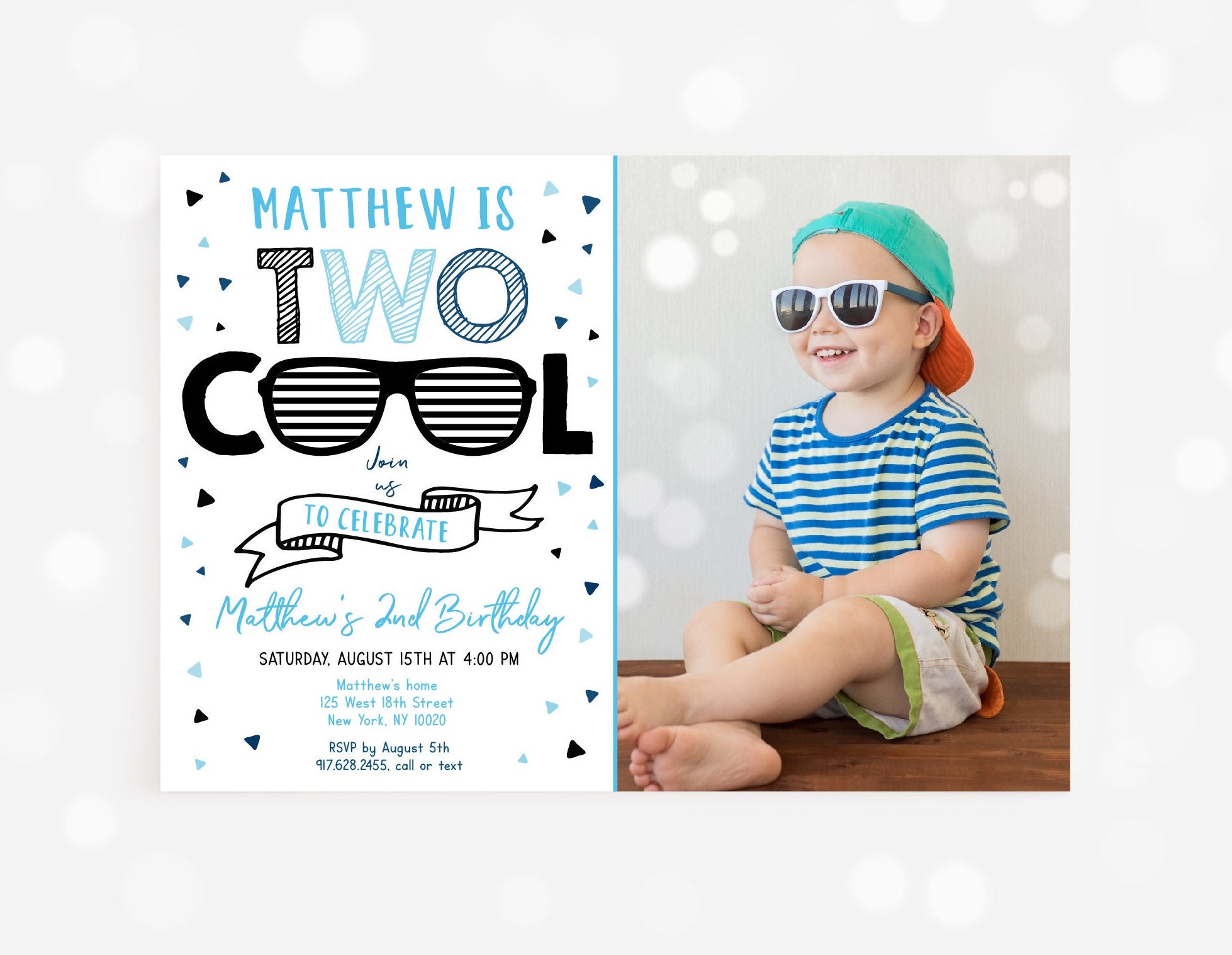 Editable Two Cool Birthday Invitation Two Cool Party | Etsy