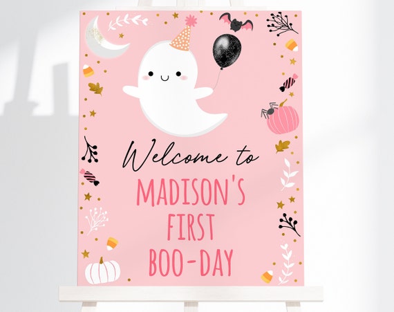Editable Ghost Birthday Welcome Sign BOO-day Halloween Sign Spooky One ...