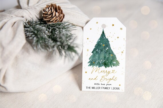 Editable Christmas Favor Tags Merry and Bright Holiday Gift Tag Winter ...