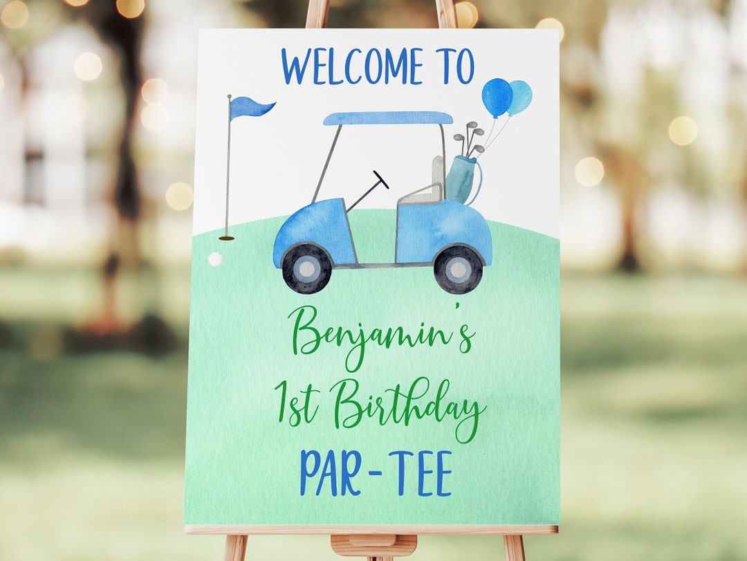 Editable Golf Birthday Welcome Sign Hole in One Birthday Golf First ...