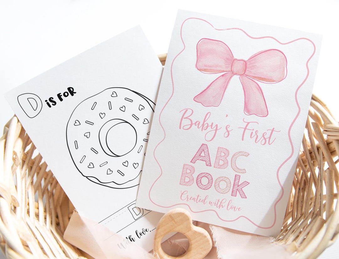 Pink Bow ABC Book Baby Coloring Book Baby Girl Alphabet Coloring Book ...