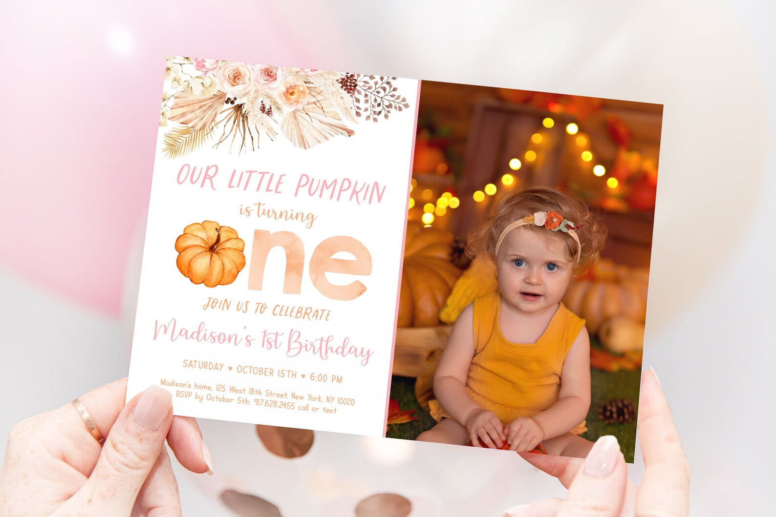 Editable Little Pumpkin First Birthday Invitation Boho Pumpkin - Etsy