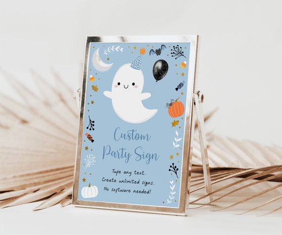 Editable Ghost Party Sign Halloween Birthday Spooky One - Etsy