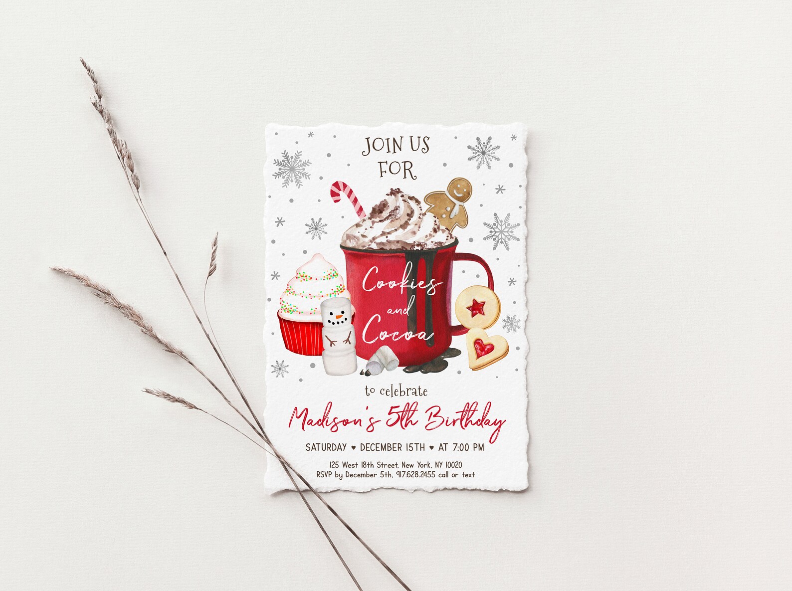 Editable Hot Cocoa Birthday Invitation Cookies & Cocoa Party | Etsy UK
