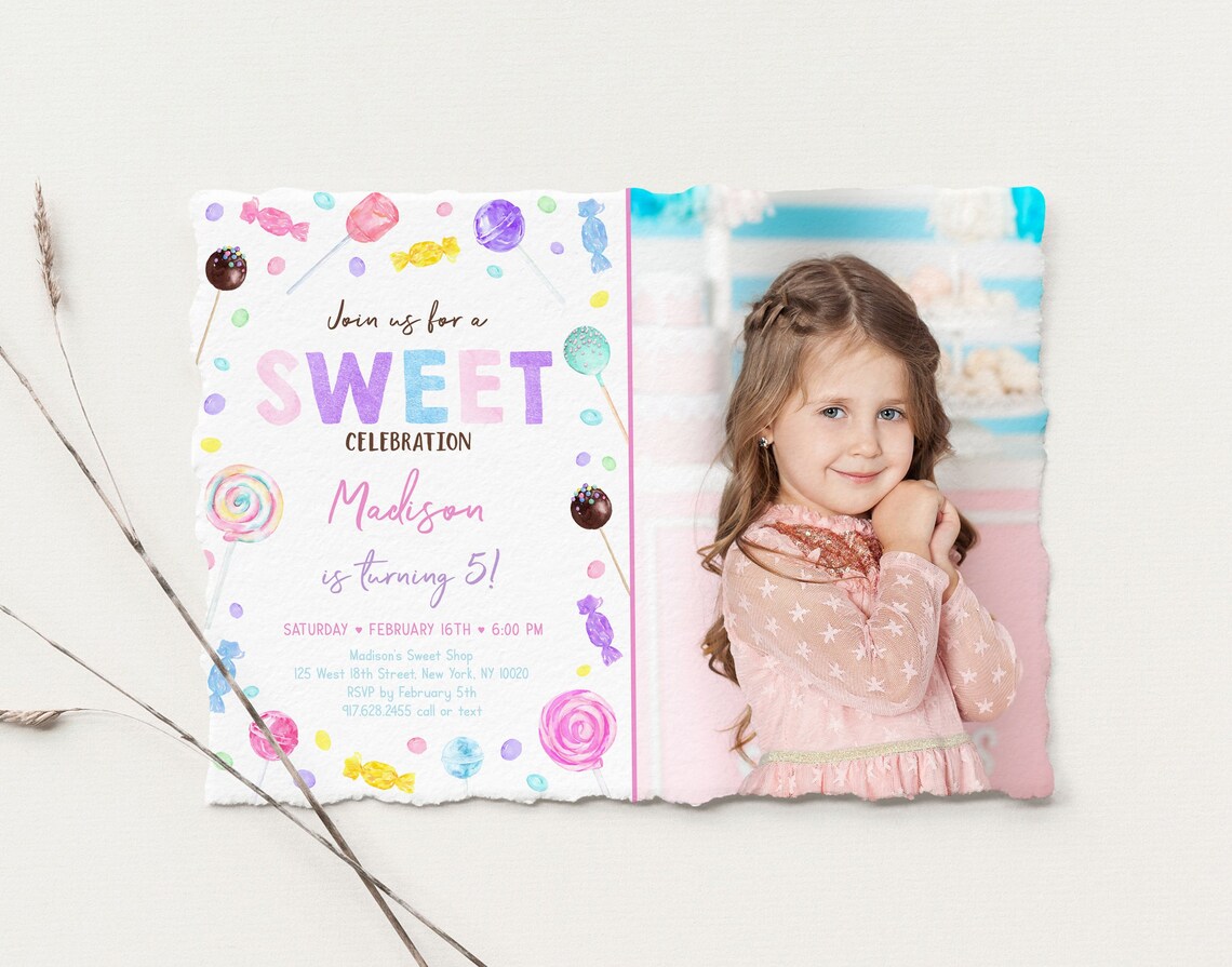 Editable Sweet Shop Birthday Invitation Sweets Birthday Invite | Etsy