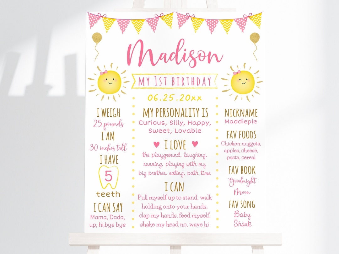 Editable Sunshine Birthday Milestone Sign Sunshine Party Sunshine First ...