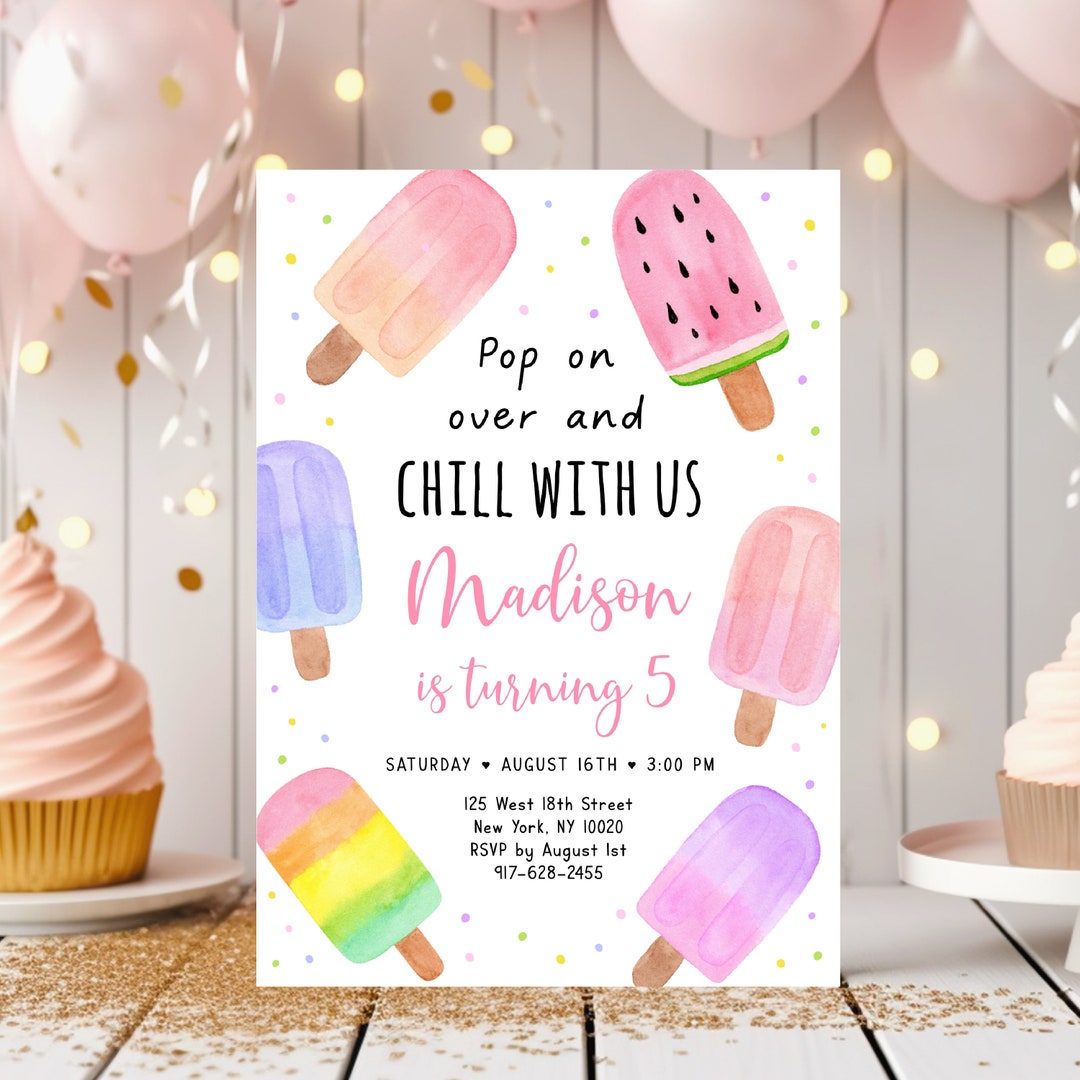 Editable Popsicle Birthday Invitation Popsicle Birthday Invite Pop on ...
