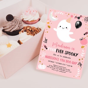 Editable Fourever Spooky Ghost Birthday Invitation Halloween - Etsy