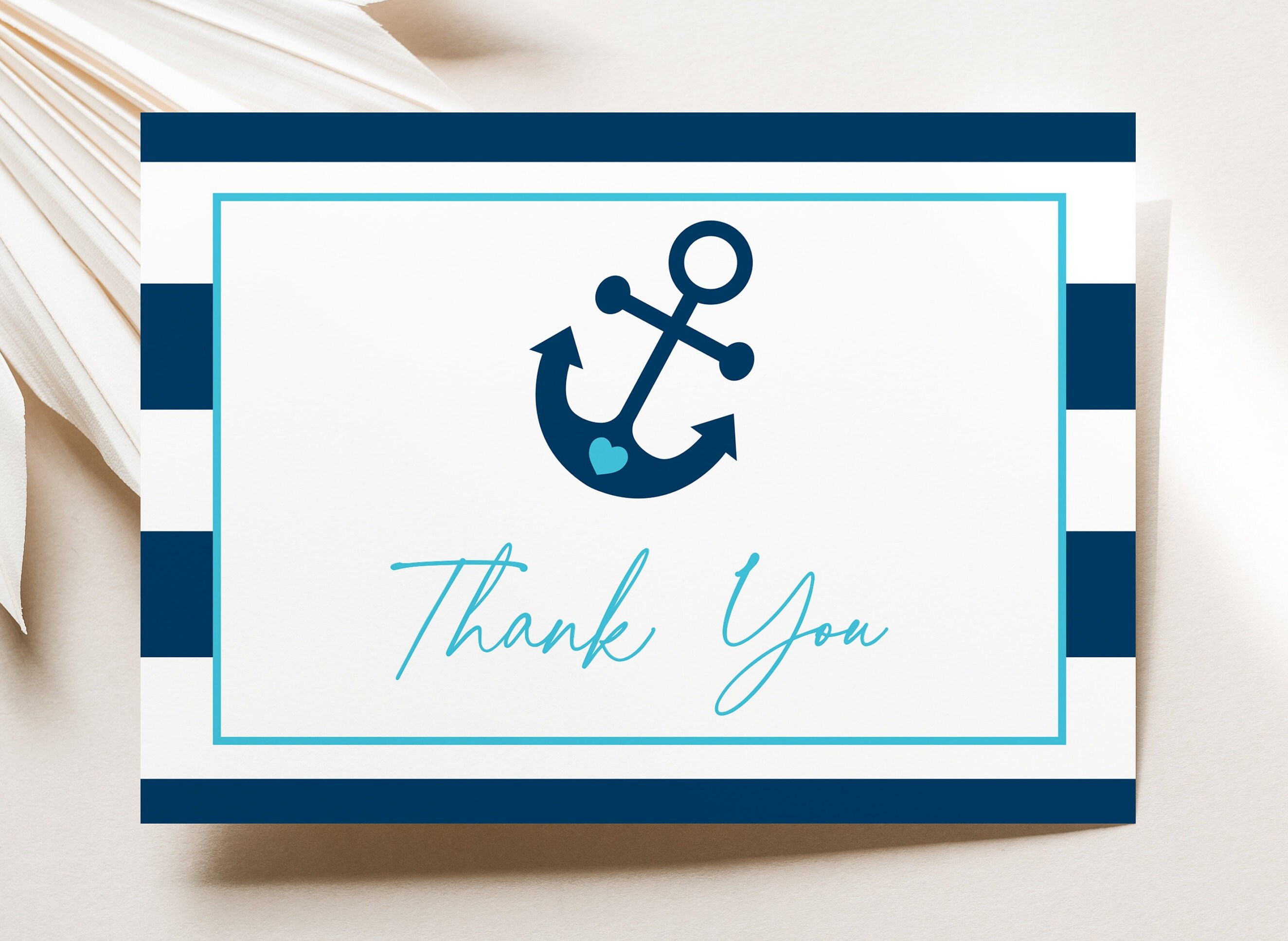 Nautical Thank You Card Nautical Baby Shower Anchor Baby - Etsy